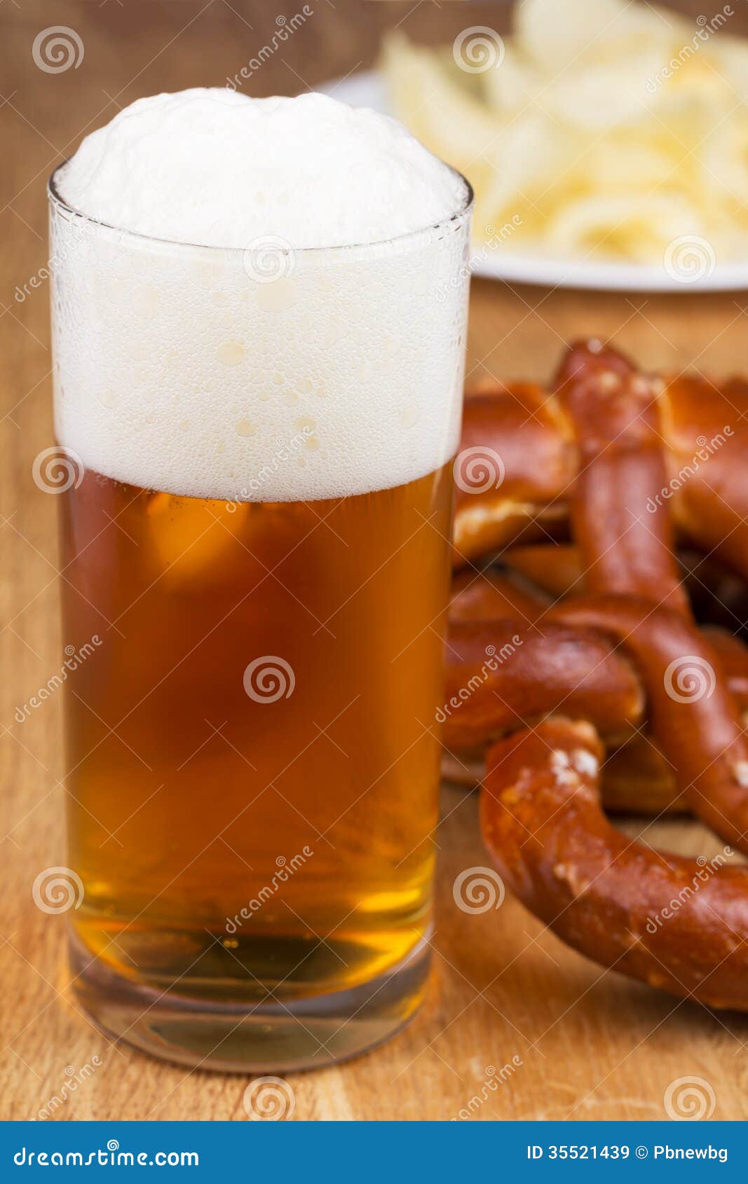 Typical Crusty German Pretzel Bread with Beer Stock Image - Image of ...