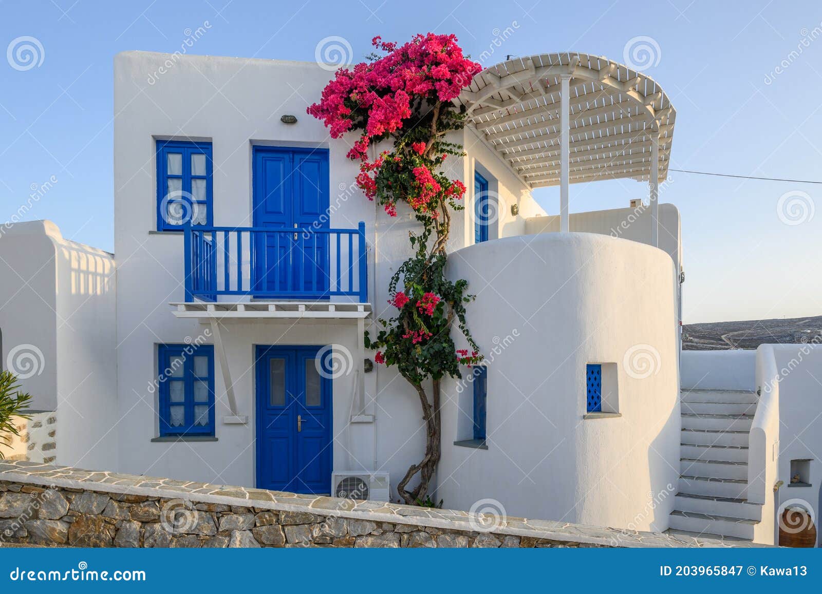 Typical Cycladic Architecture Stock Image - Image of villa, outdoor ...