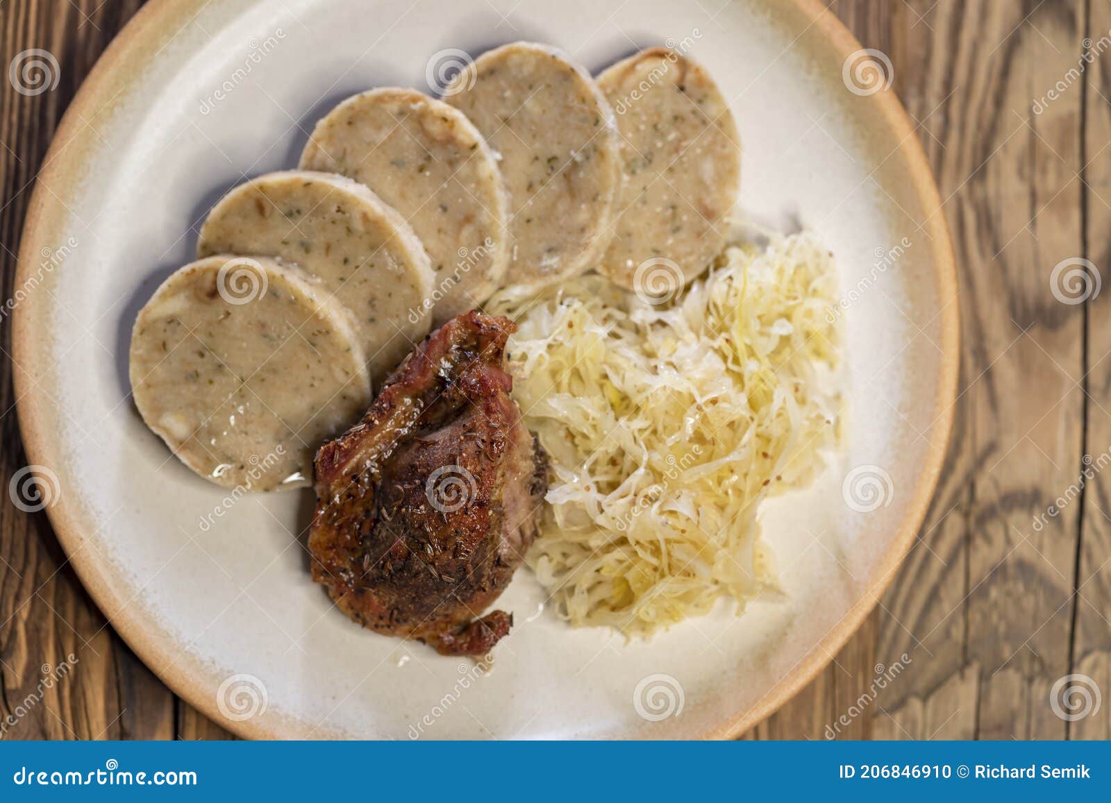 Typical Czech Cuisine Pork with Dumplings and Cabbage Stock Photo ...