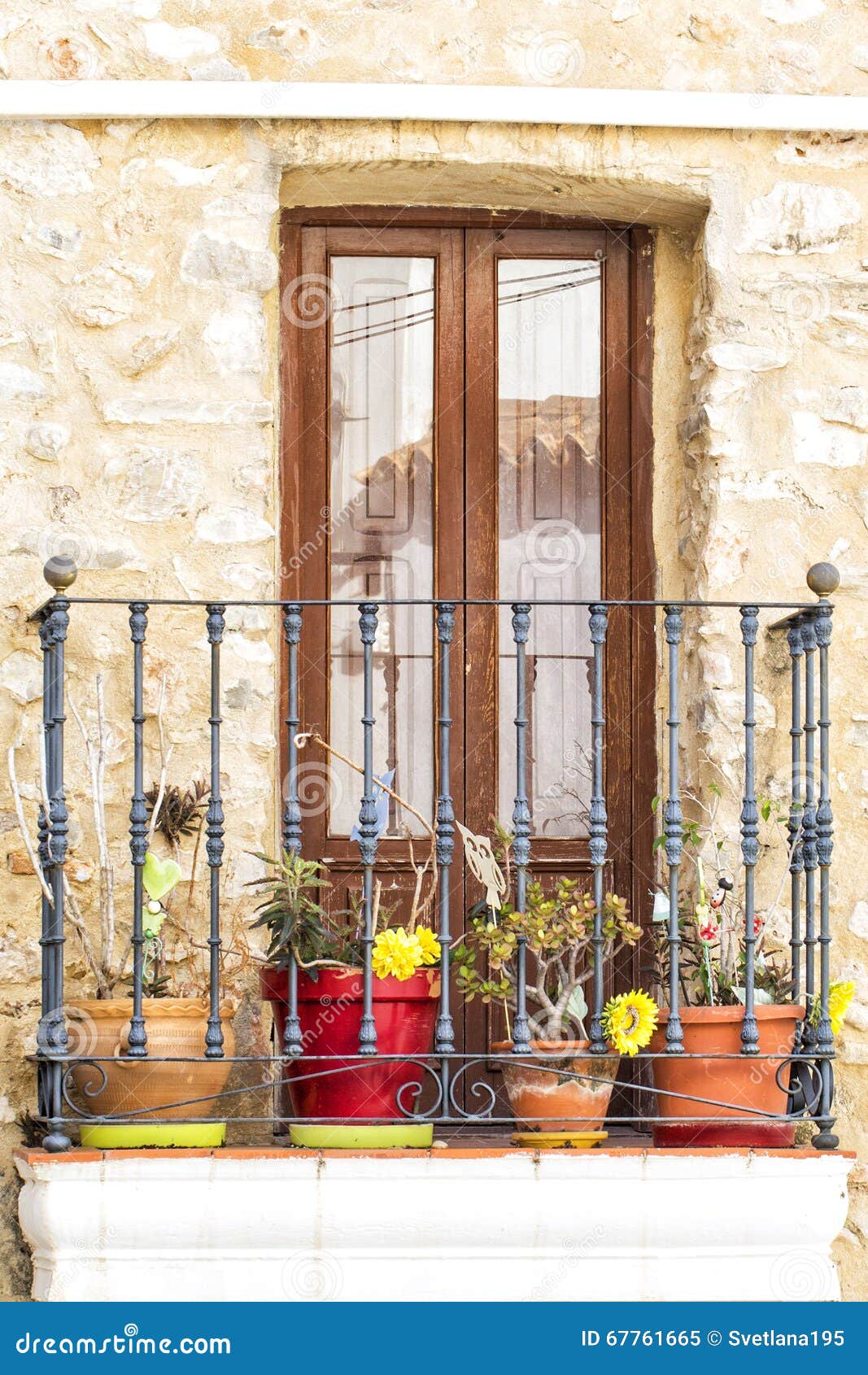 A Typical Decorative Balcony in the Old Town in Spain Stock Image ...