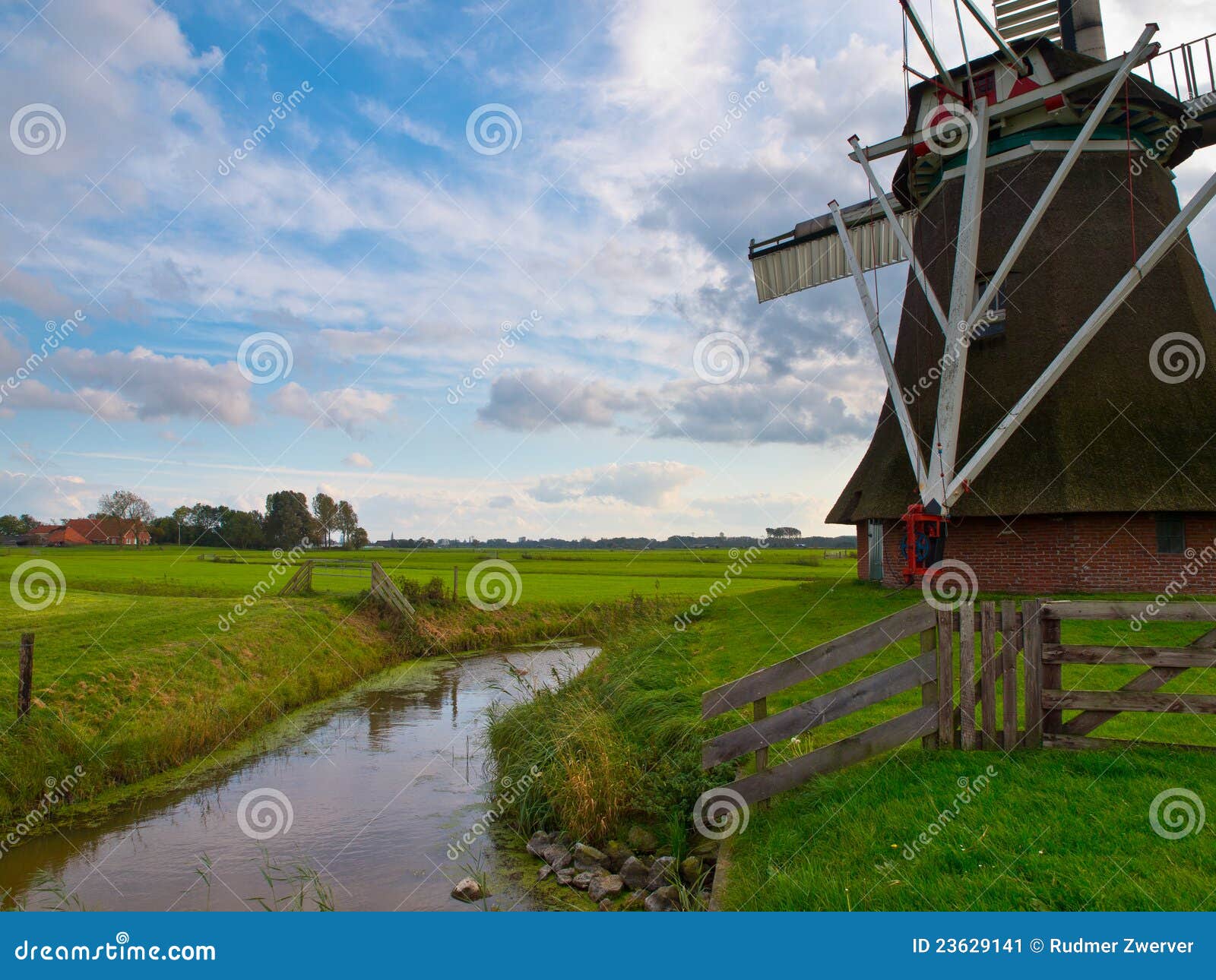 Dutch Agricultural Landscape With A Traffic Sign: No Trucks And Buses ...