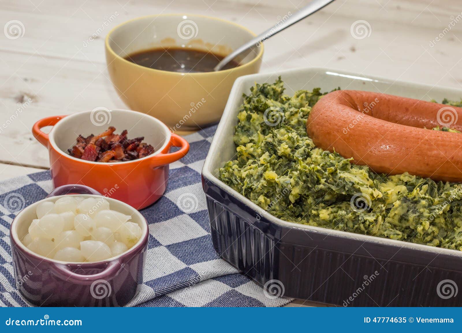 Typical Dutch Dish Boerenkool with Pickled Onions Stock Image - Image ...