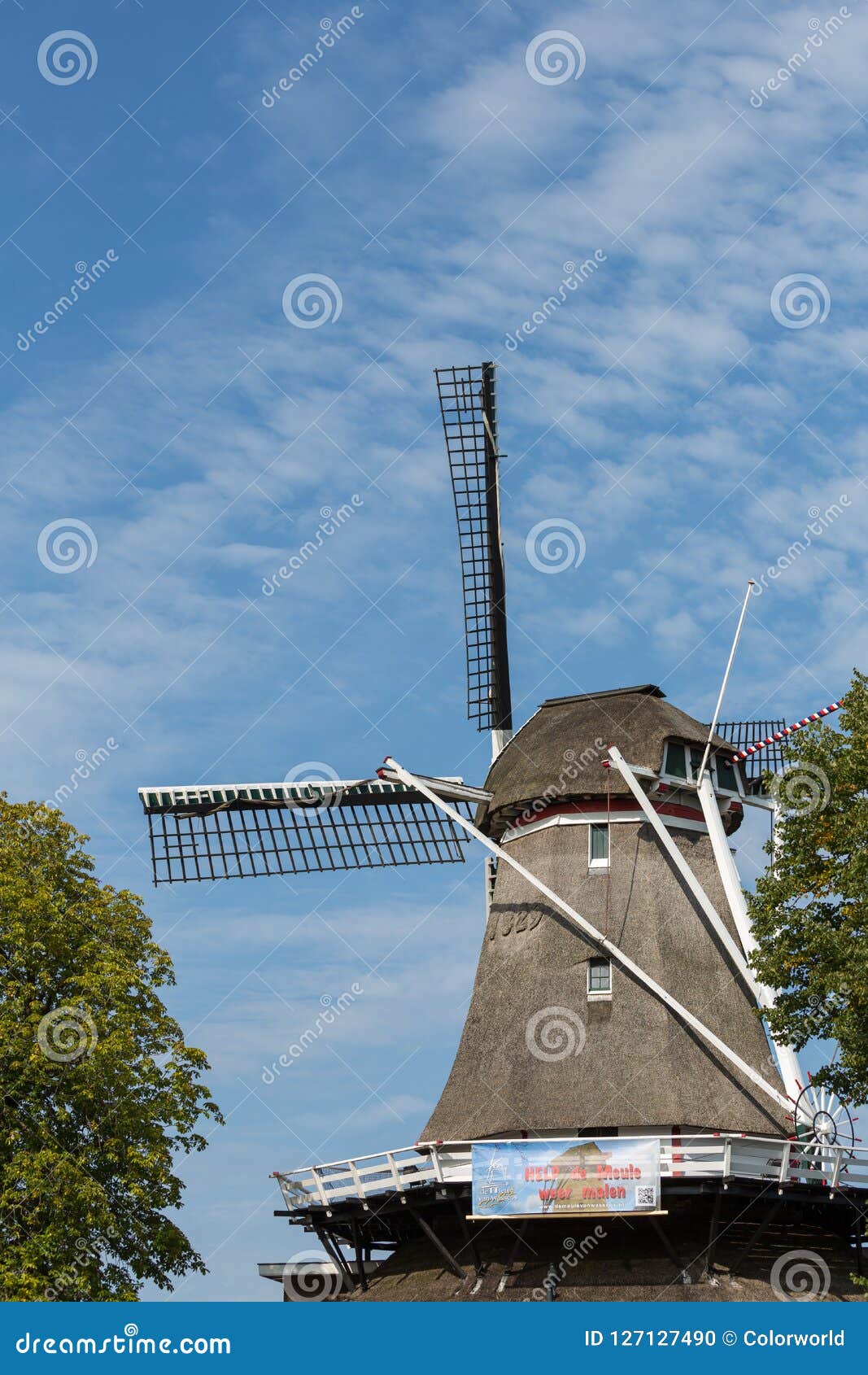 Typical Dutch Grain Mill on a Sunny Day Editorial Image - Image of ...