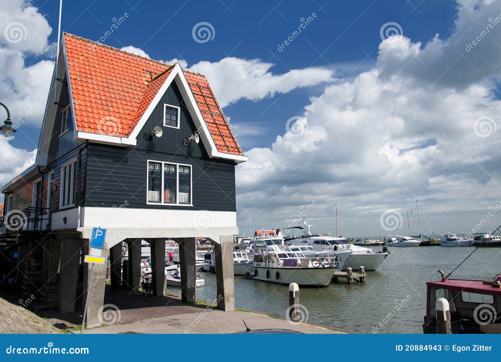 Typical Dutch House at Harbour Stock Image - Image of foreclosure, lake ...