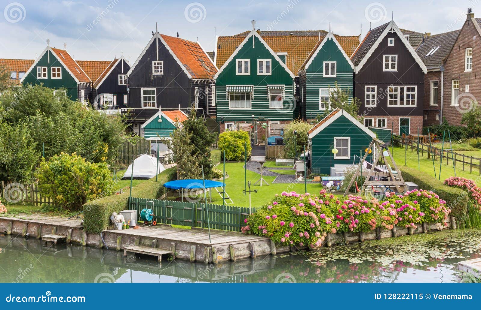 Typical Dutch Houses and Gardens in Marken Stock Image - Image of ...
