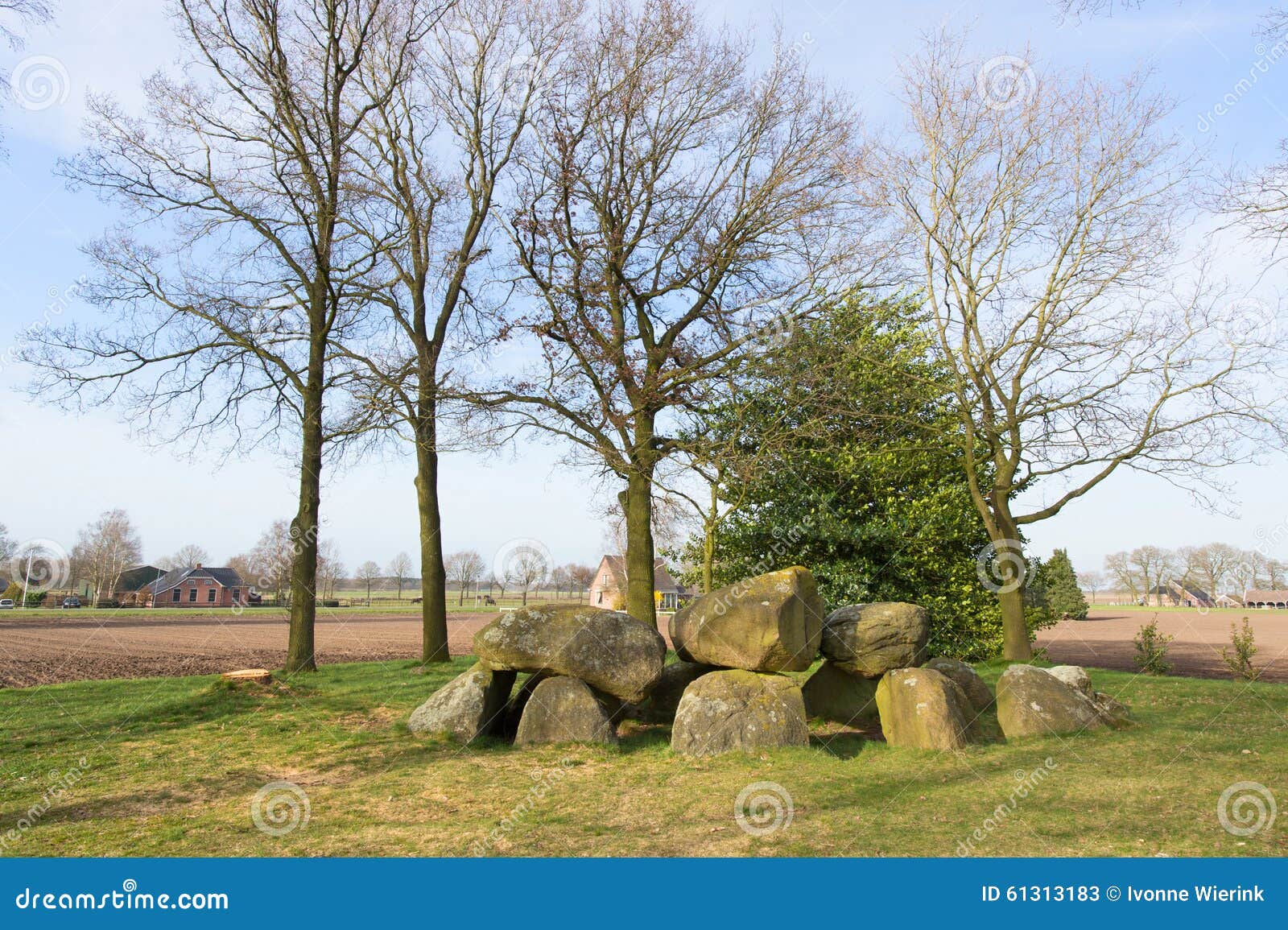 Typical Dutch Hunebed stock image. Image of village, drenthe - 61313183