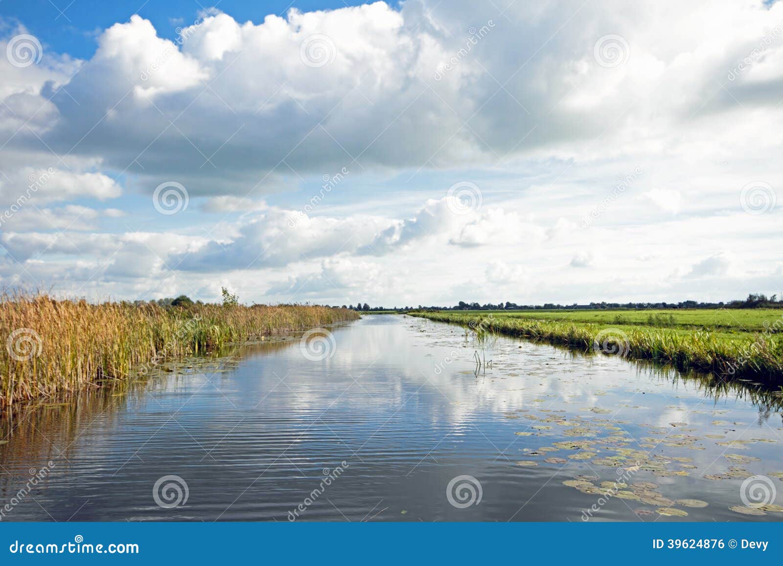 Typical Dutch Landscape with Meadows, Water and Cloudscapes Stock Photo ...