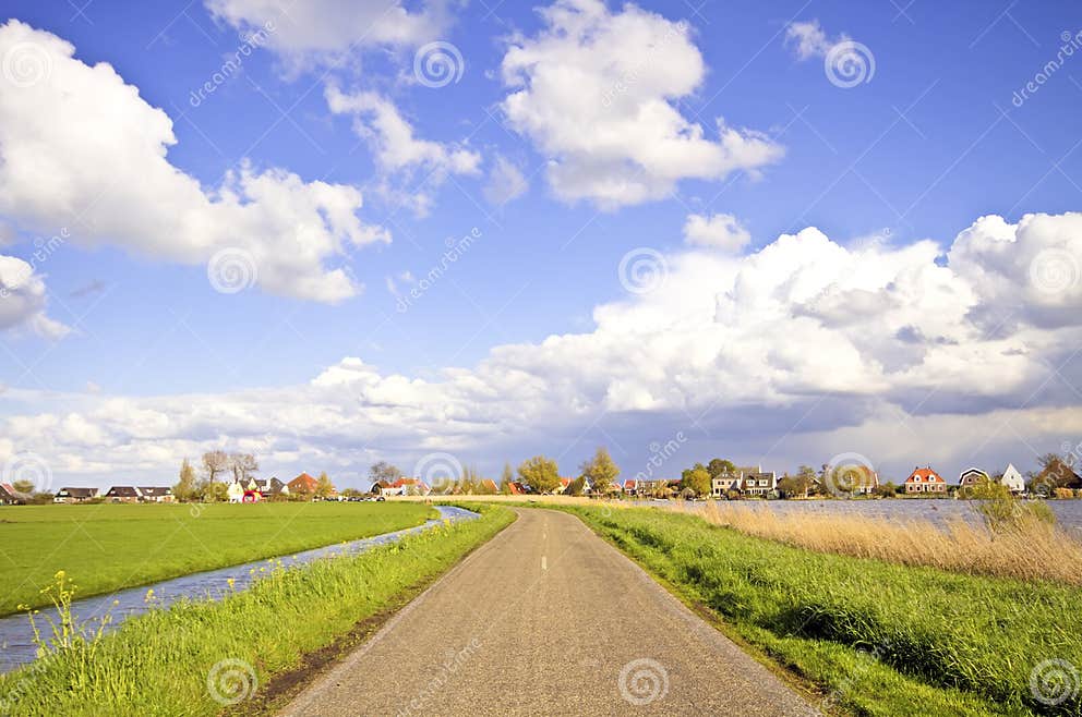 Typical Dutch Landscape in Springtime Stock Image - Image of water ...