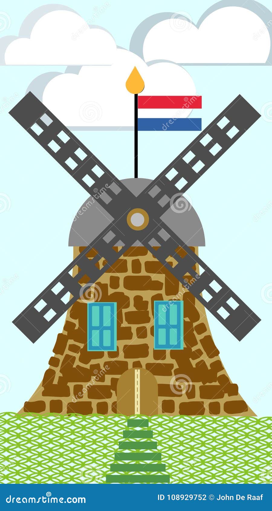 Dutch Windmill Illustration Stock Illustration - Illustration of ...