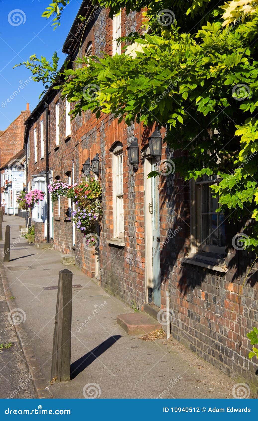 A Typical English Street in Summer Stock Photo - Image of district ...