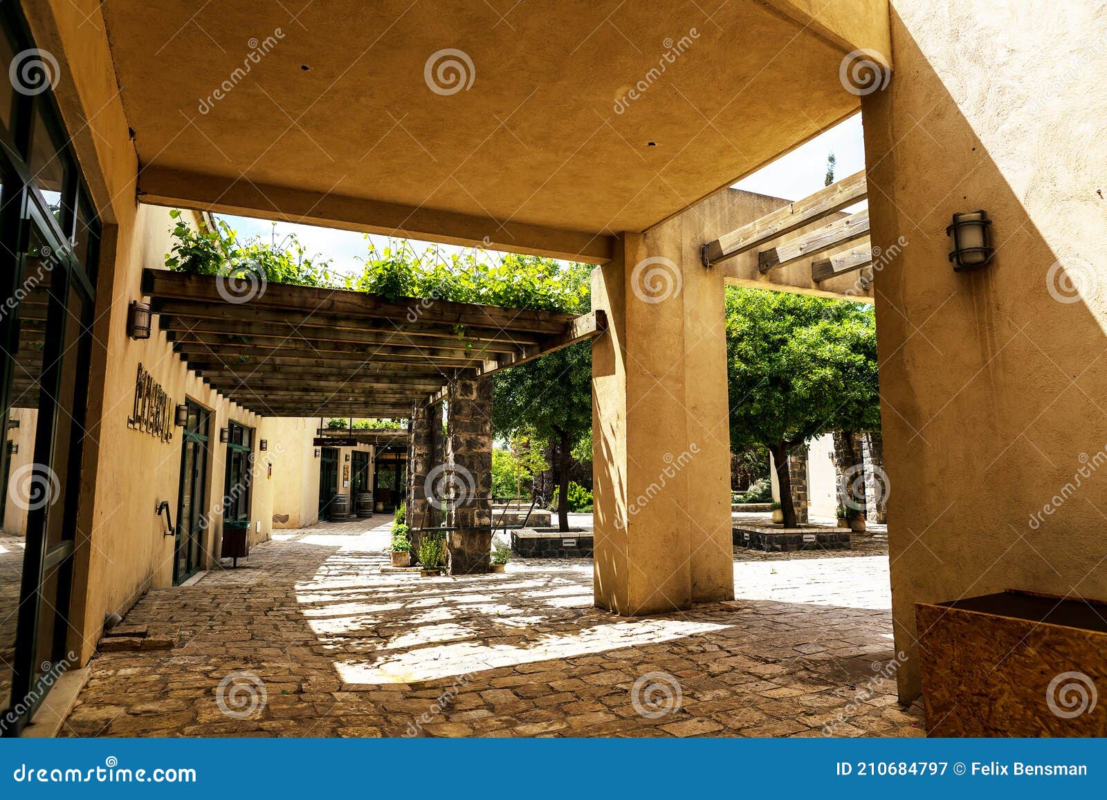 Typical Example of Middle Eastern Architecture with Sun Canopies Wooden ...