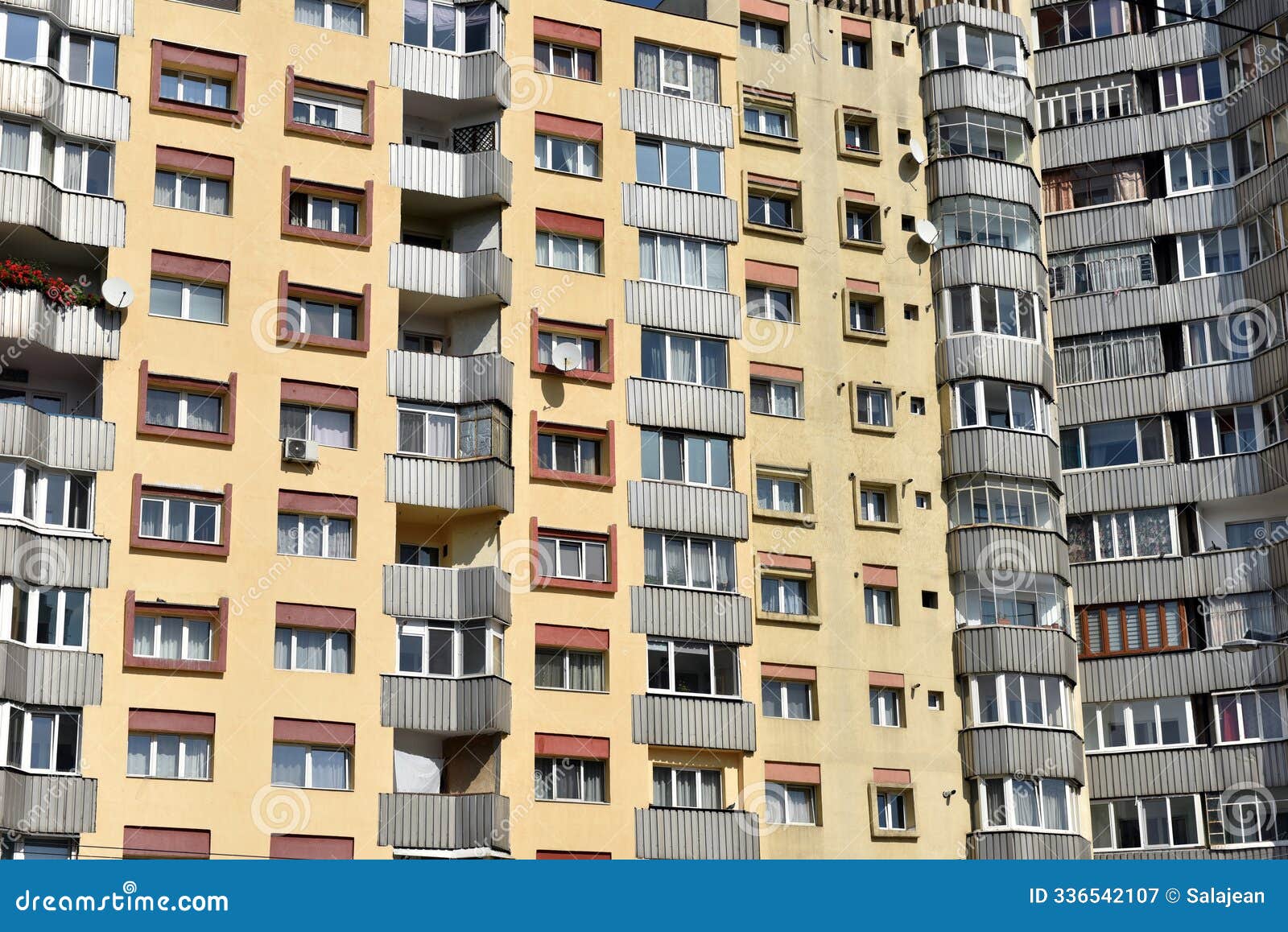 Typical Facade of Concrete Panel Building. Post Soviet Flat of Blocks ...