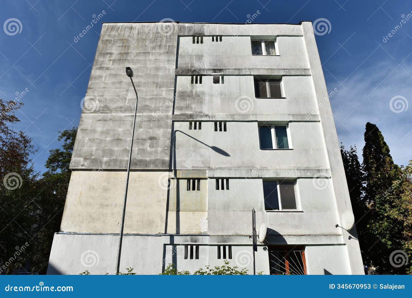 Typical Facade of Concrete Panel Building. Post Soviet Flat of Blocks ...