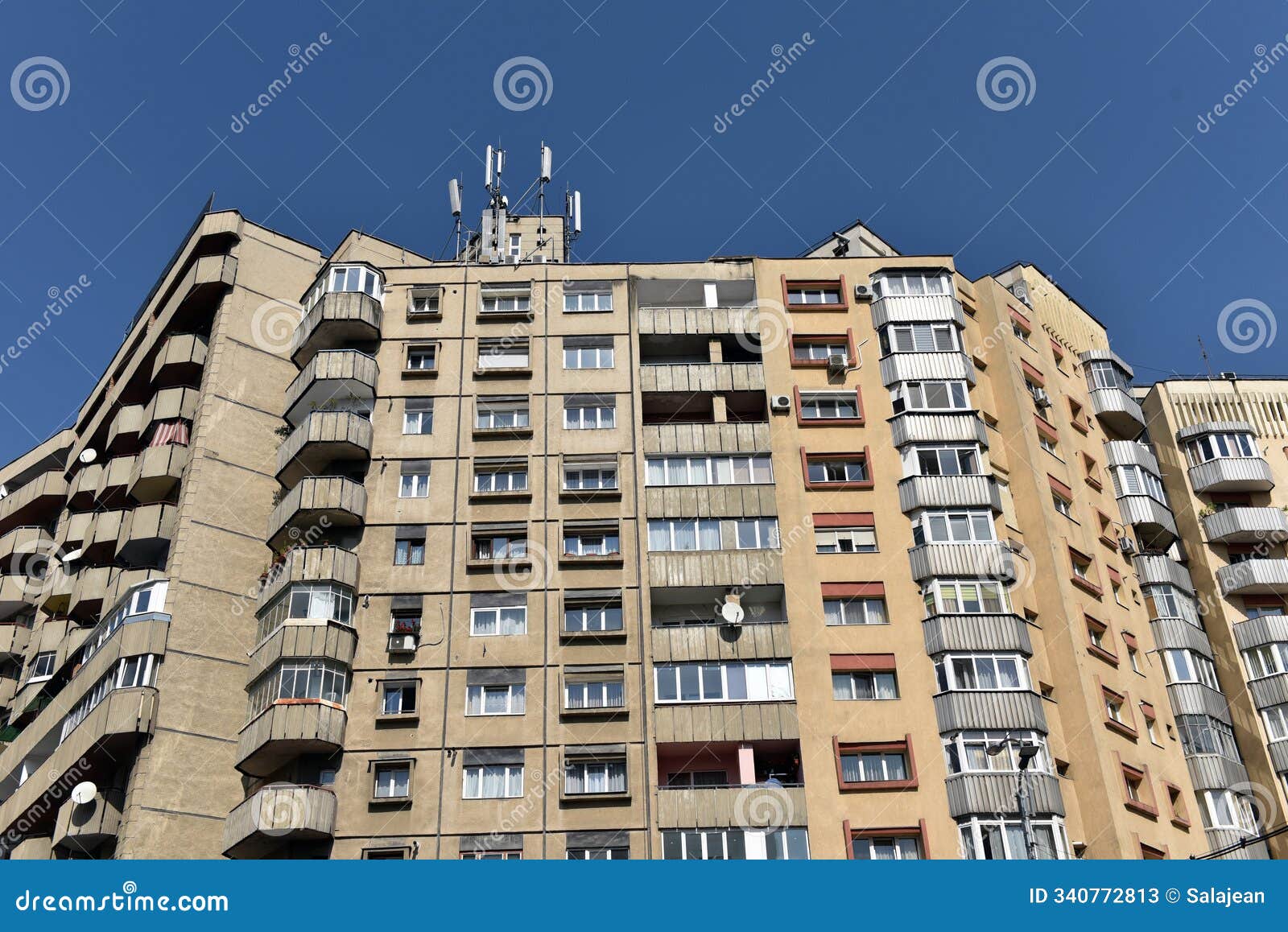 Typical Facade of Concrete Panel Building. Post Soviet Flat of Blocks ...