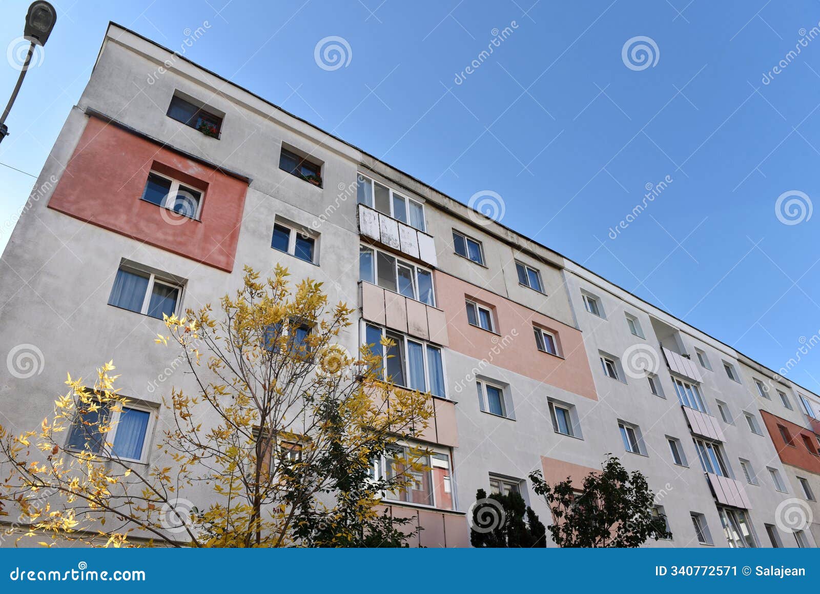 Typical Facade of Concrete Panel Building. Post Soviet Flat of Blocks ...