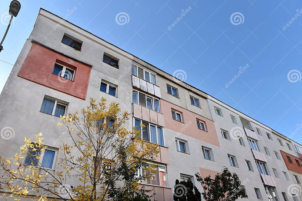 Typical Facade of Concrete Panel Building. Post Soviet Flat of Blocks ...