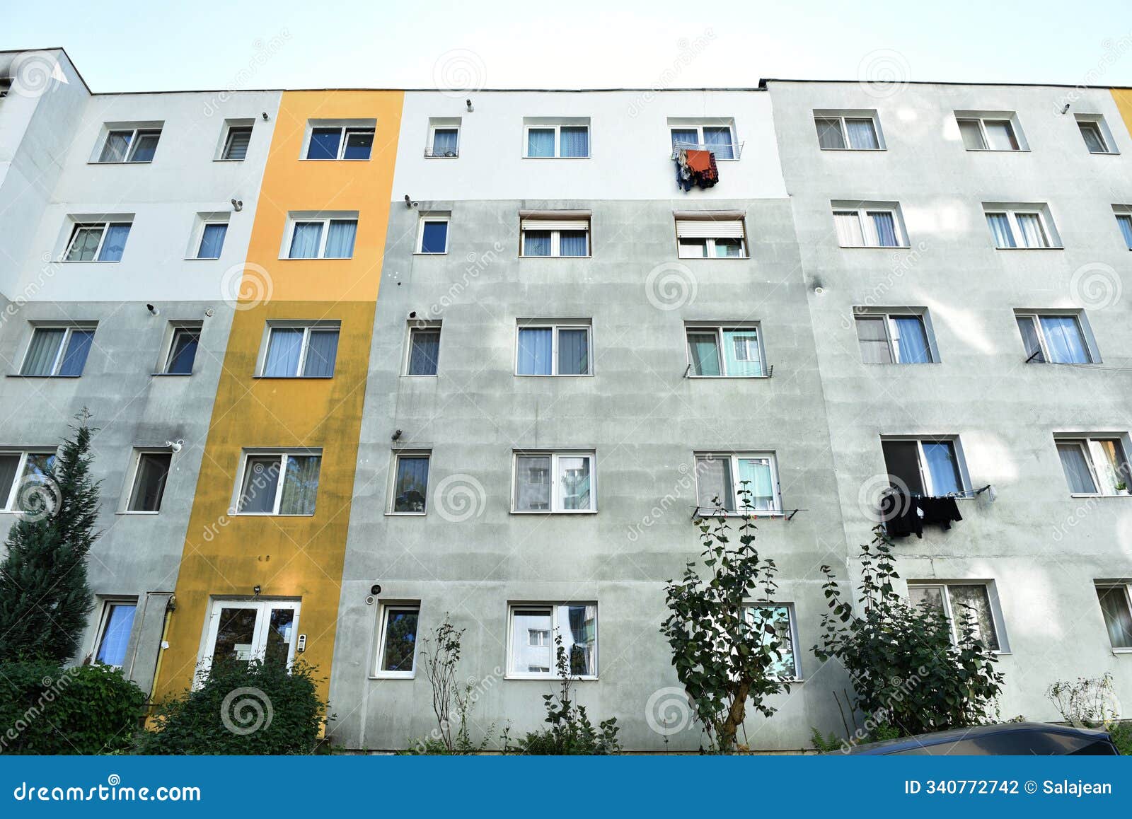 Typical Facade of Concrete Panel Building. Post Soviet Flat of Blocks ...