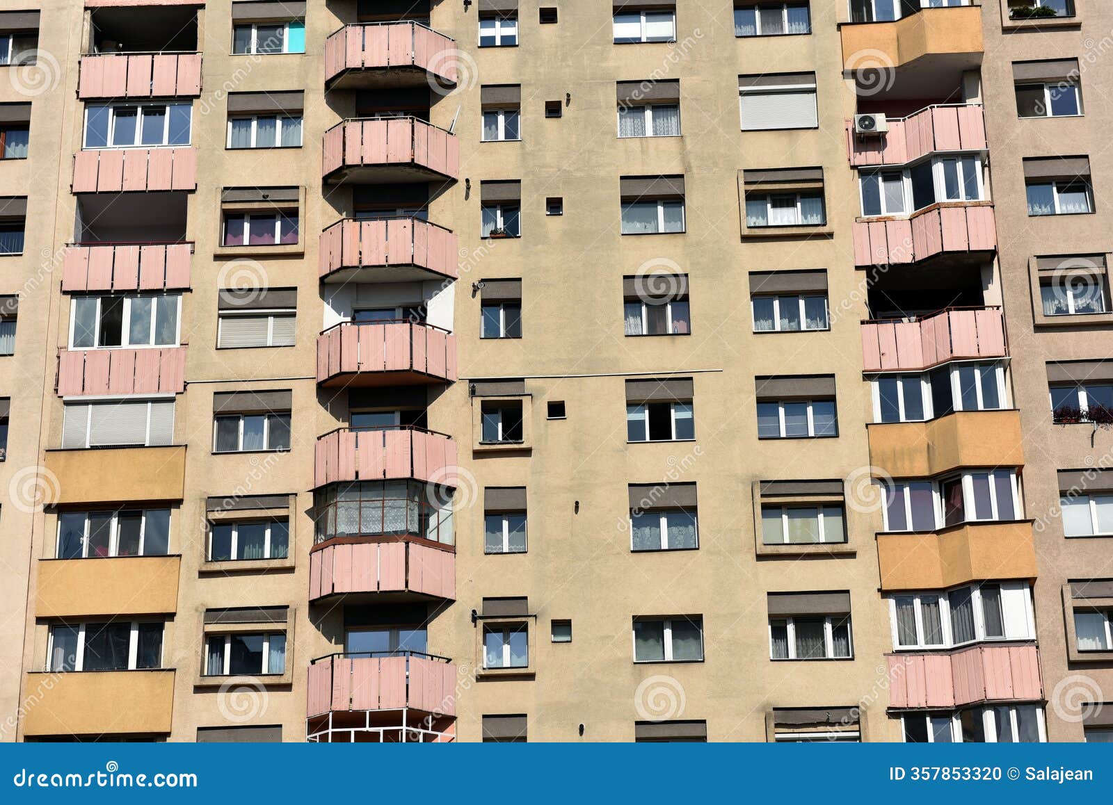 Typical Facade of Concrete Panel Building. Post Soviet Flat of Blocks ...