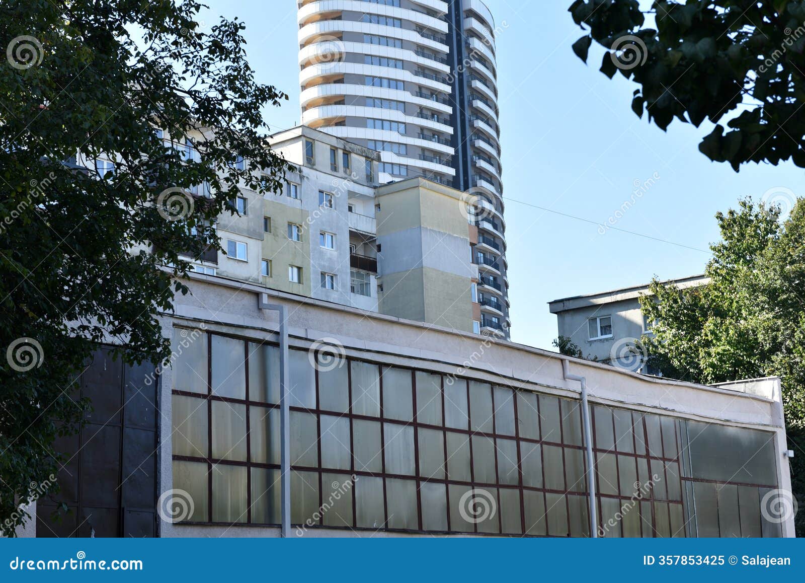 Typical Facade of Concrete Panel Building. Post Soviet Flat of Blocks ...