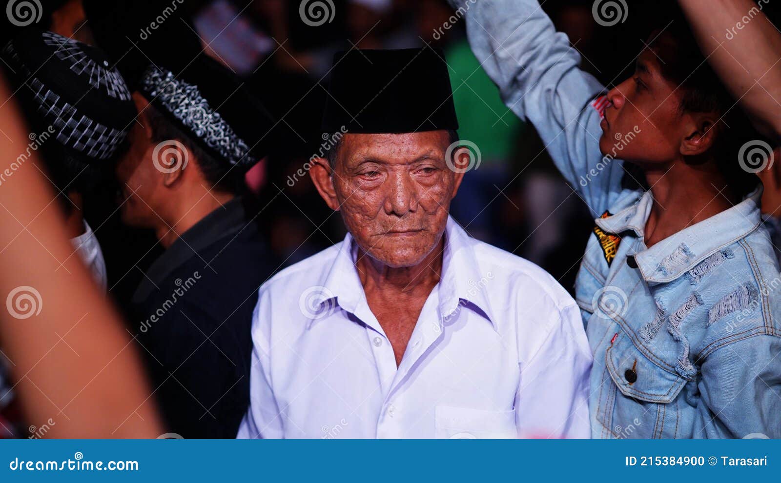 The Typical Face of an Old Javanese Muslim Man at a Religious Event ...