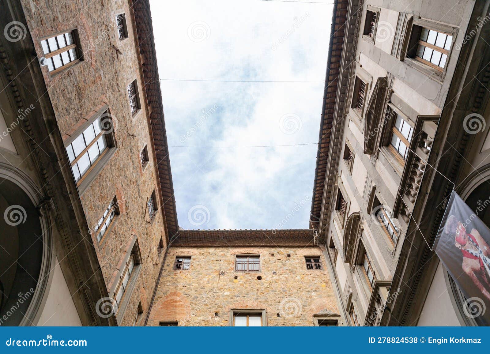 Typical Florence Architectural Panorama of a Palazzo with Open Ceiling ...