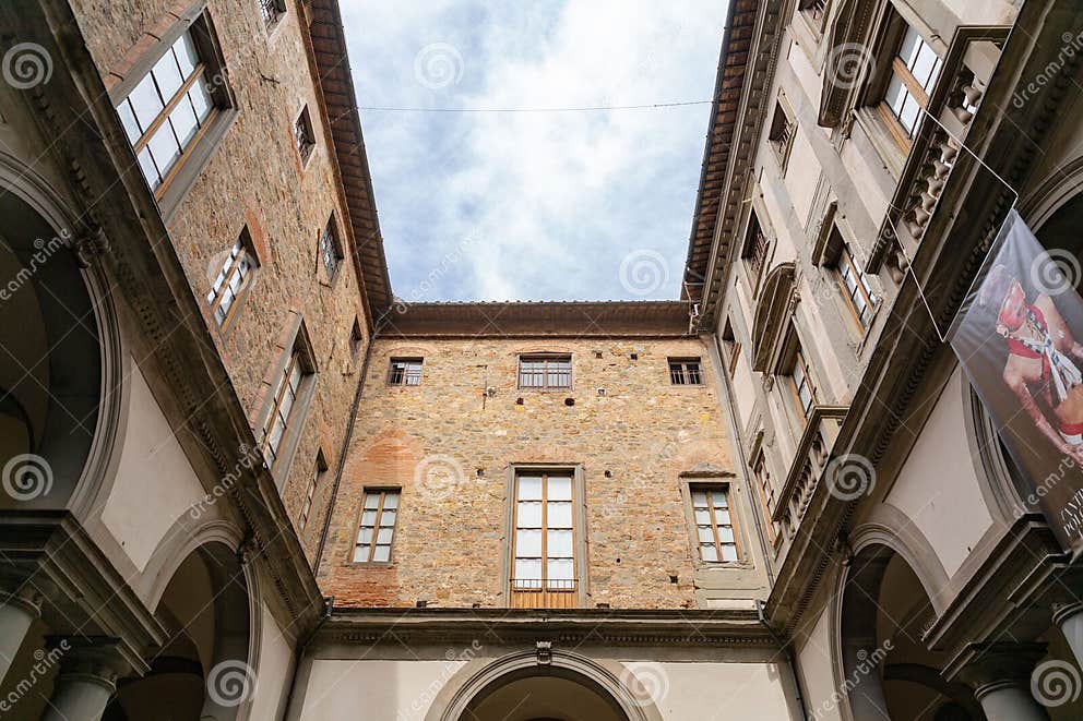Typical Florence Architectural Panorama of a Palazzo with Open Ceiling ...