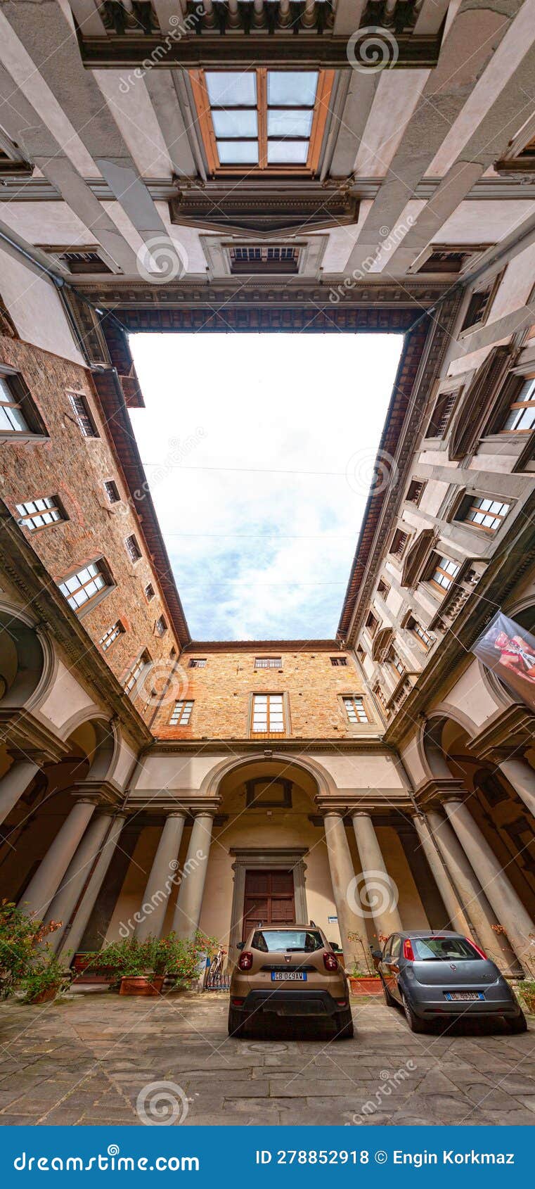 Typical Florence Architectural Panorama of a Palazzo with Open Ceiling ...