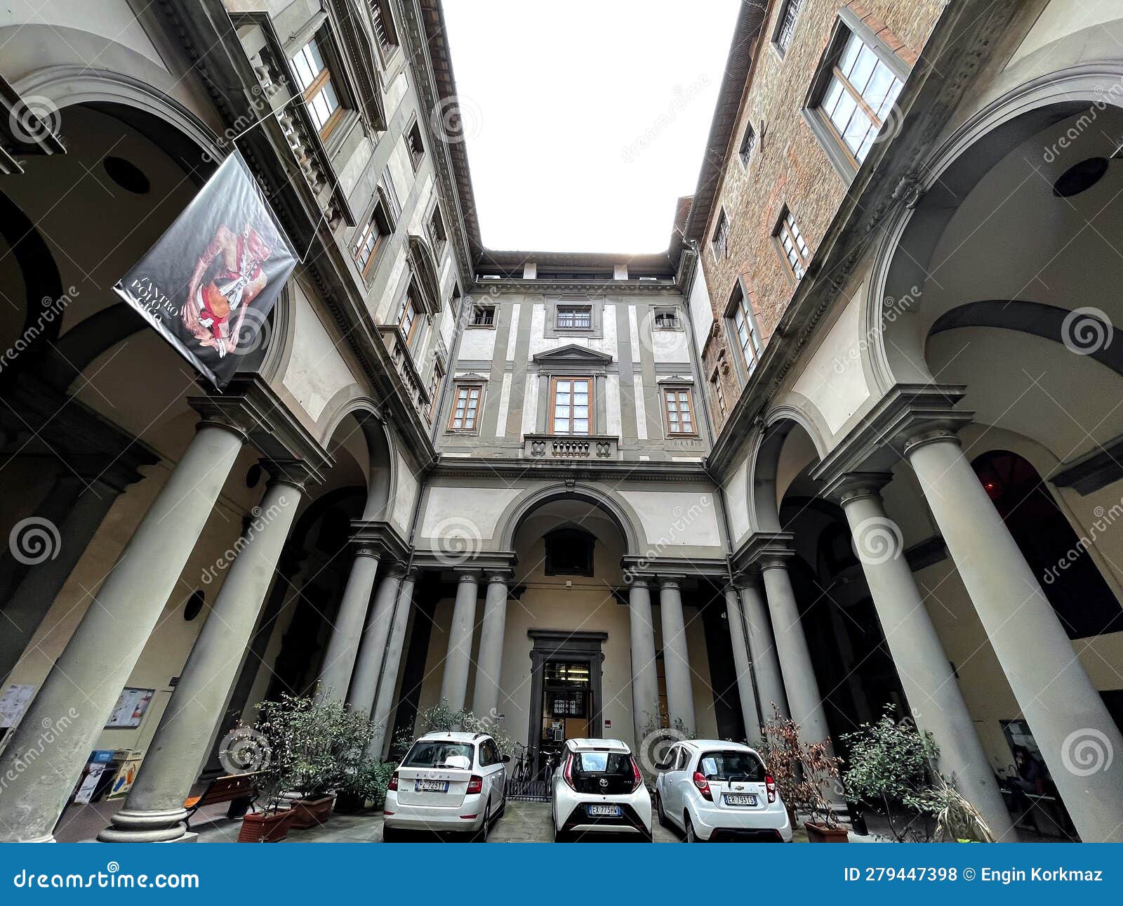 Typical Florence Architectural Panorama of a Palazzo with Open Ceiling ...