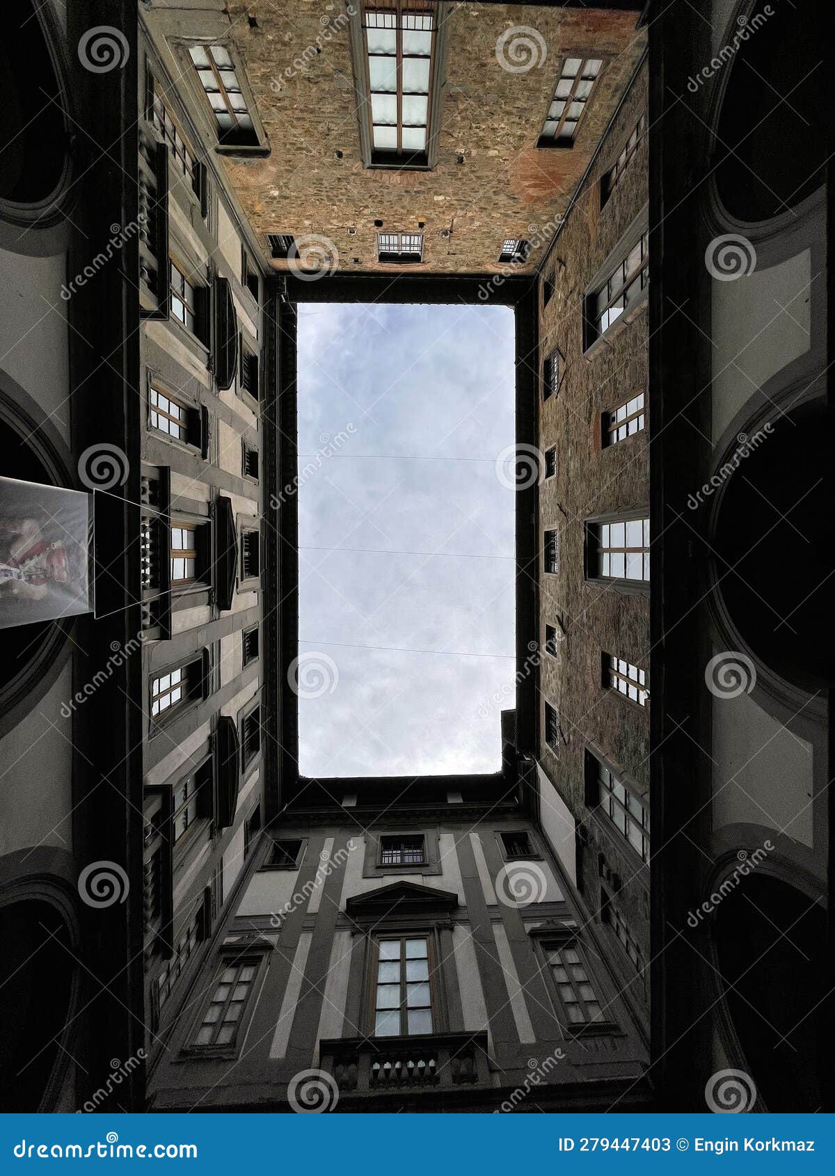 Typical Florence Architectural Panorama of a Palazzo with Open Ceiling ...
