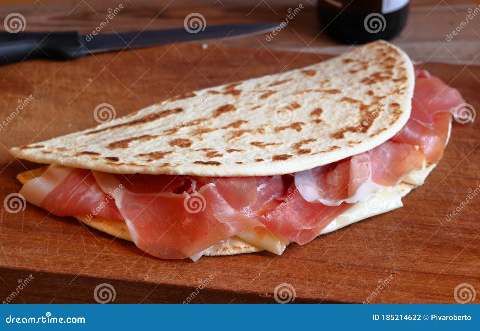 Romagna Piadina with Raw Ham. Stock Photo - Image of italy, nutritious ...