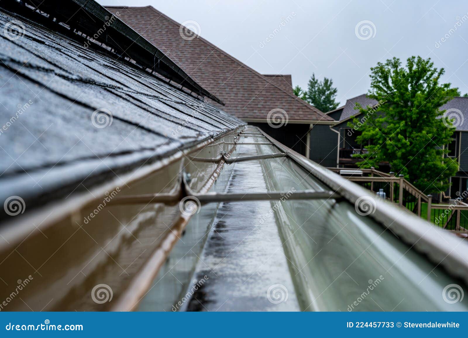 Selective Focus on a Section of Residential Guttering with Hanger ...