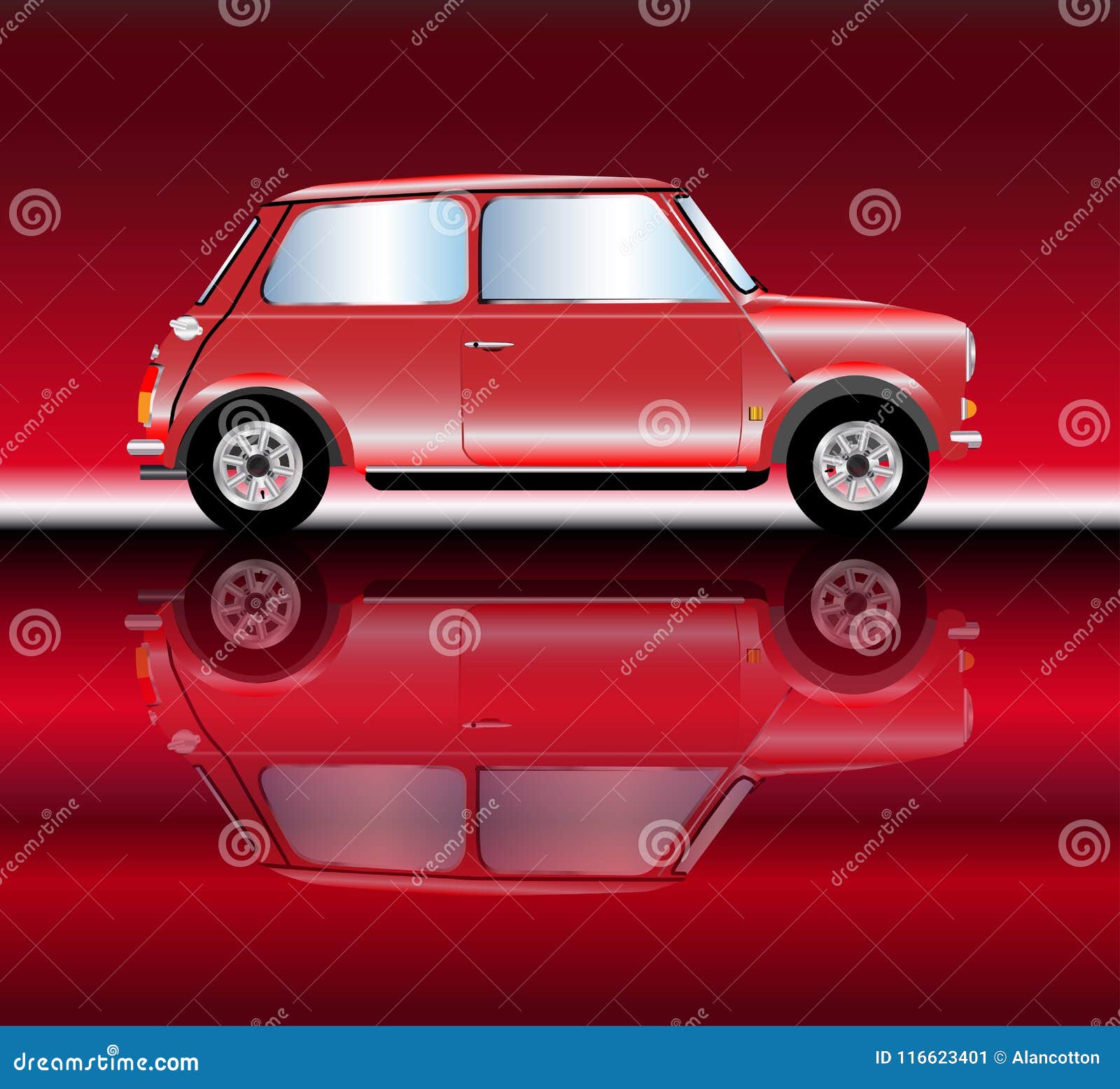 Fast Red Mini Car Reflection Stock Vector - Illustration of vector ...