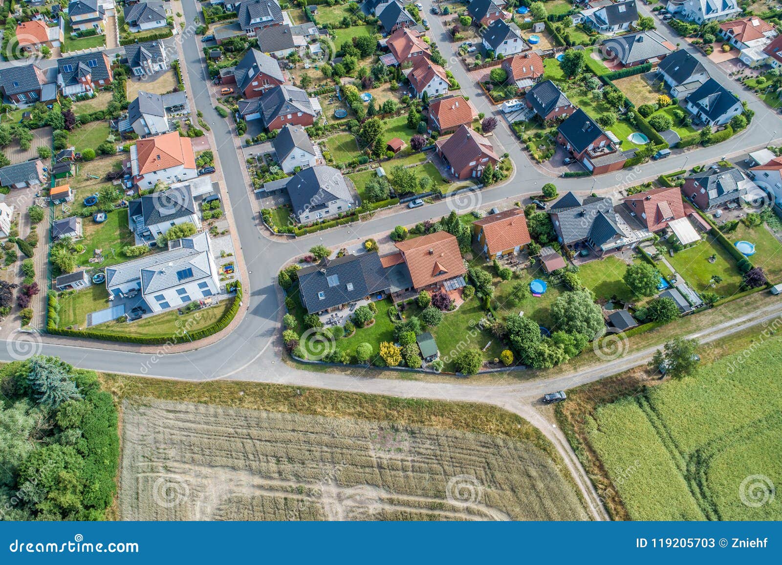 Typical German New Housing Development in the Flat Countryside of ...
