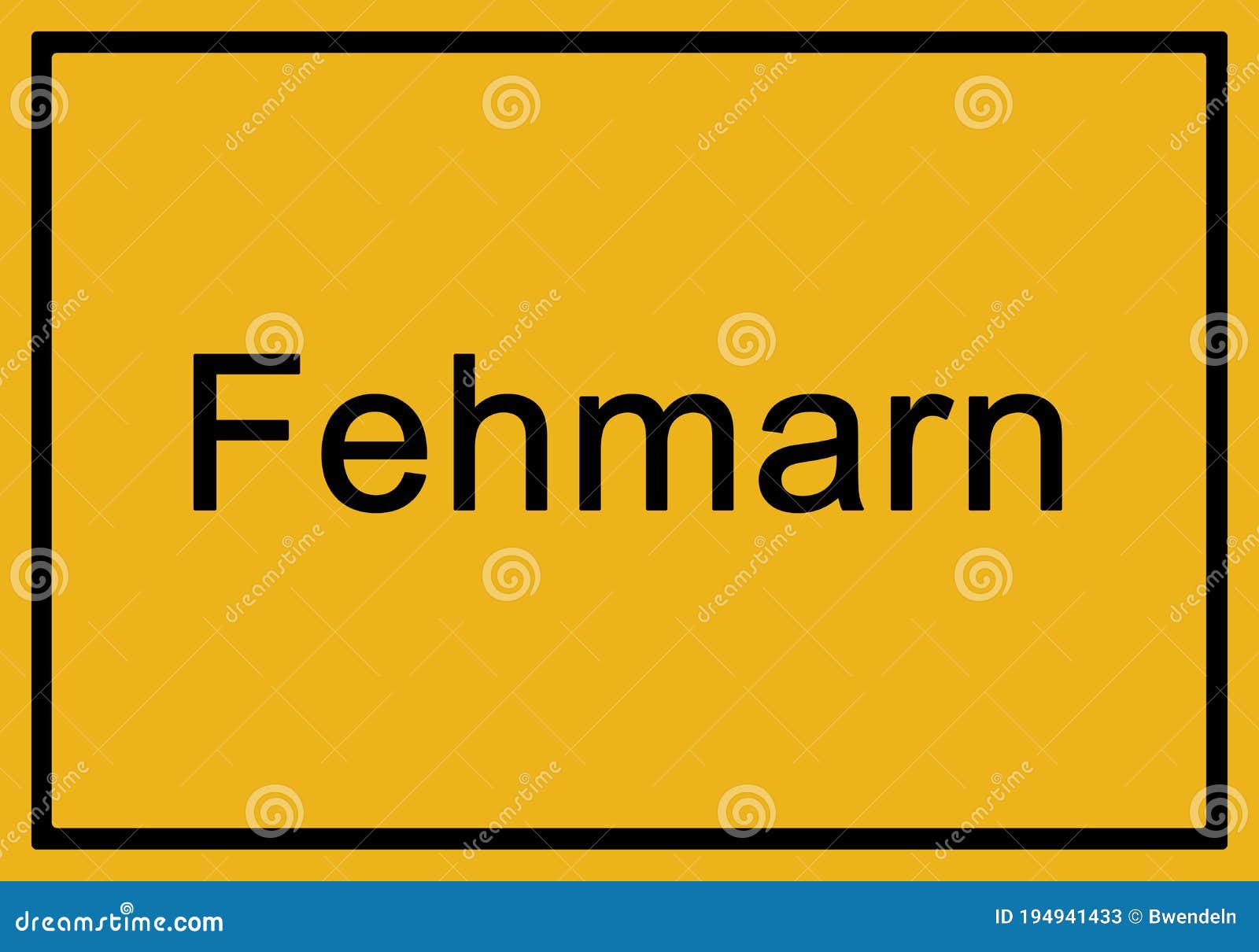 Typical German Yellow City Sign Fehmarn Stock Illustration ...