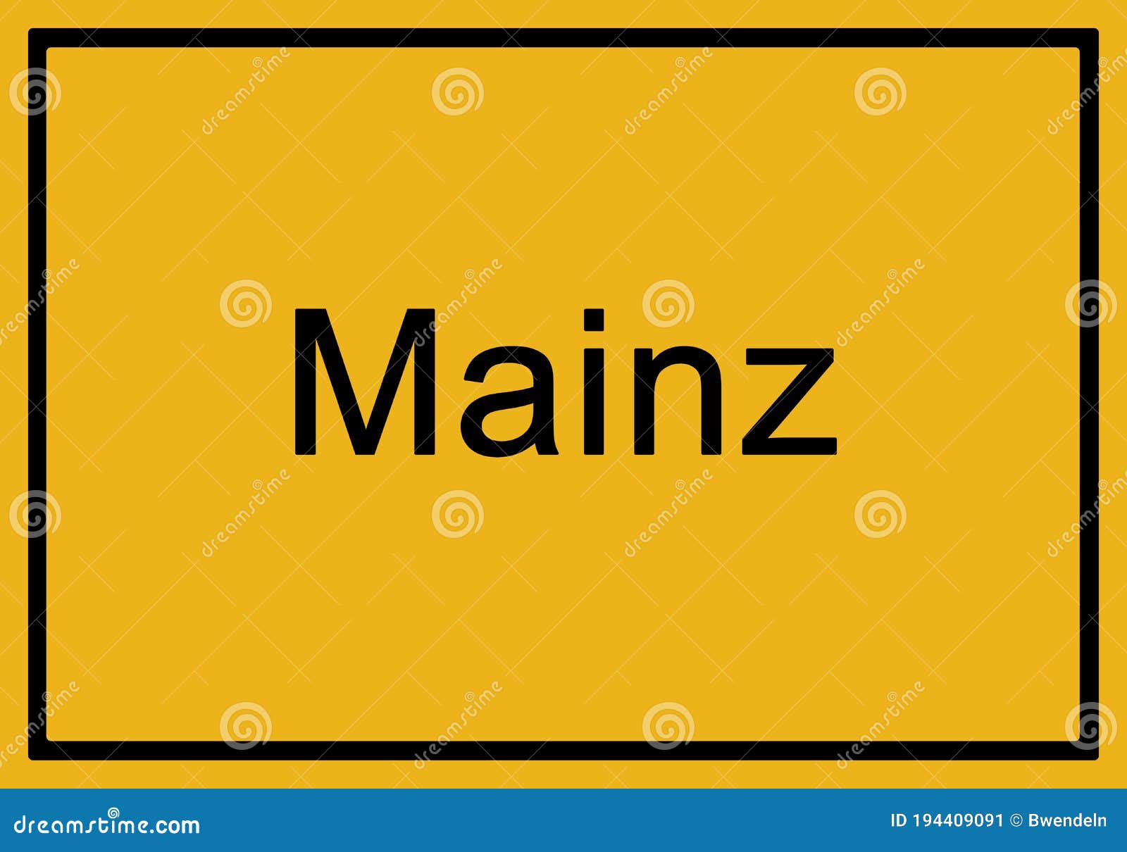 Typical German Yellow City Sign Mainz Stock Illustration - Illustration ...