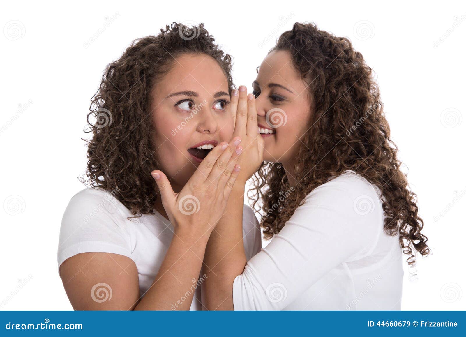 Typical Girlfriends Talking about Secrets: Two Girls Isolated. Stock ...