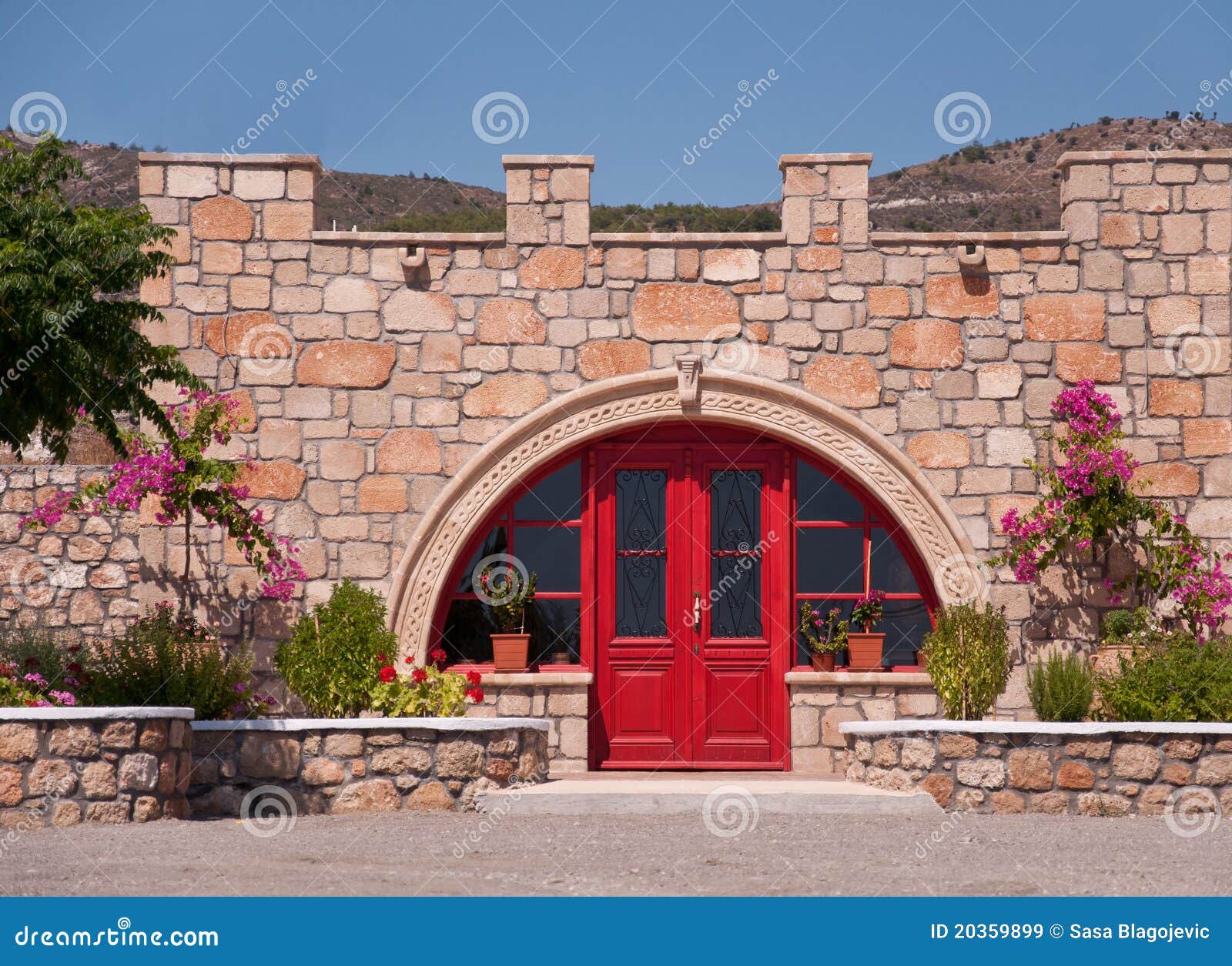 Typical Greek facade stock image. Image of stone, greek - 20359899