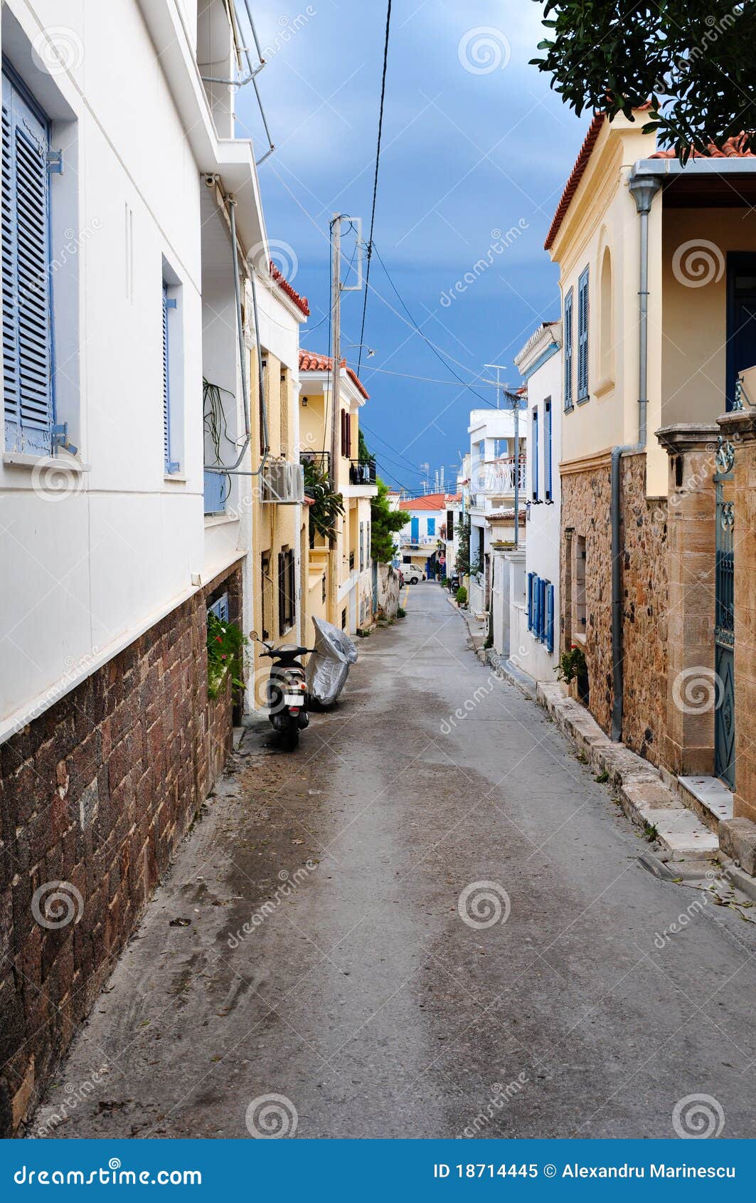 Typical greek street stock image. Image of greece, mediterranean - 18714445