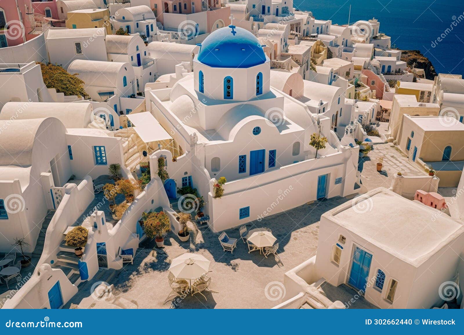Typical Greek Town with Traditional White Buildings. AI-generated Stock ...