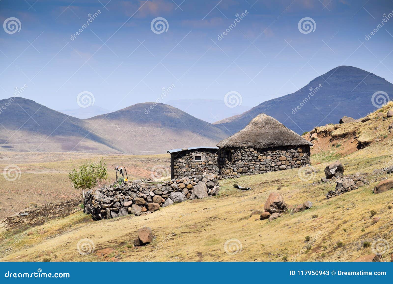 Typical house in Lesotho stock image. Image of blue - 117950943