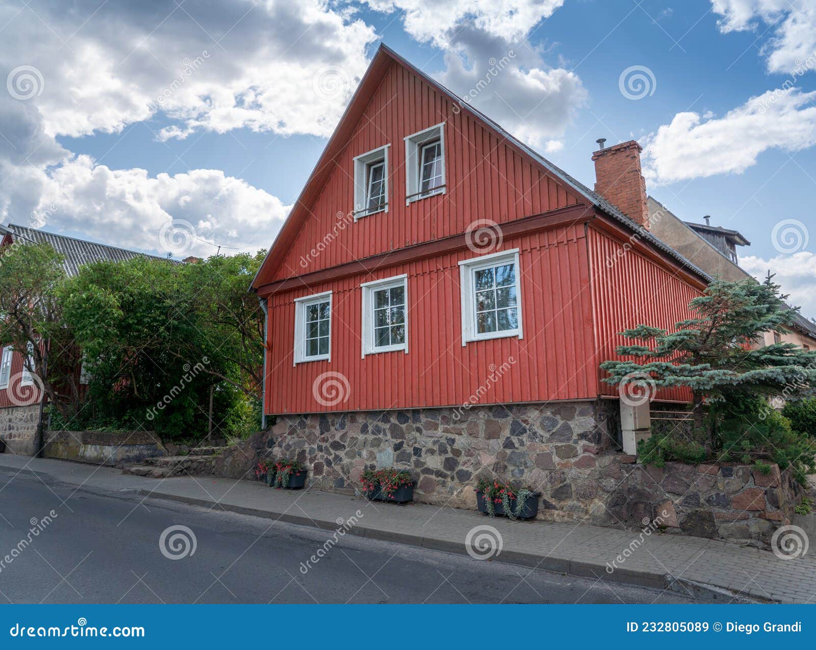 Typical Houses with Three Windows - Trakai, Lithuania Stock Image ...