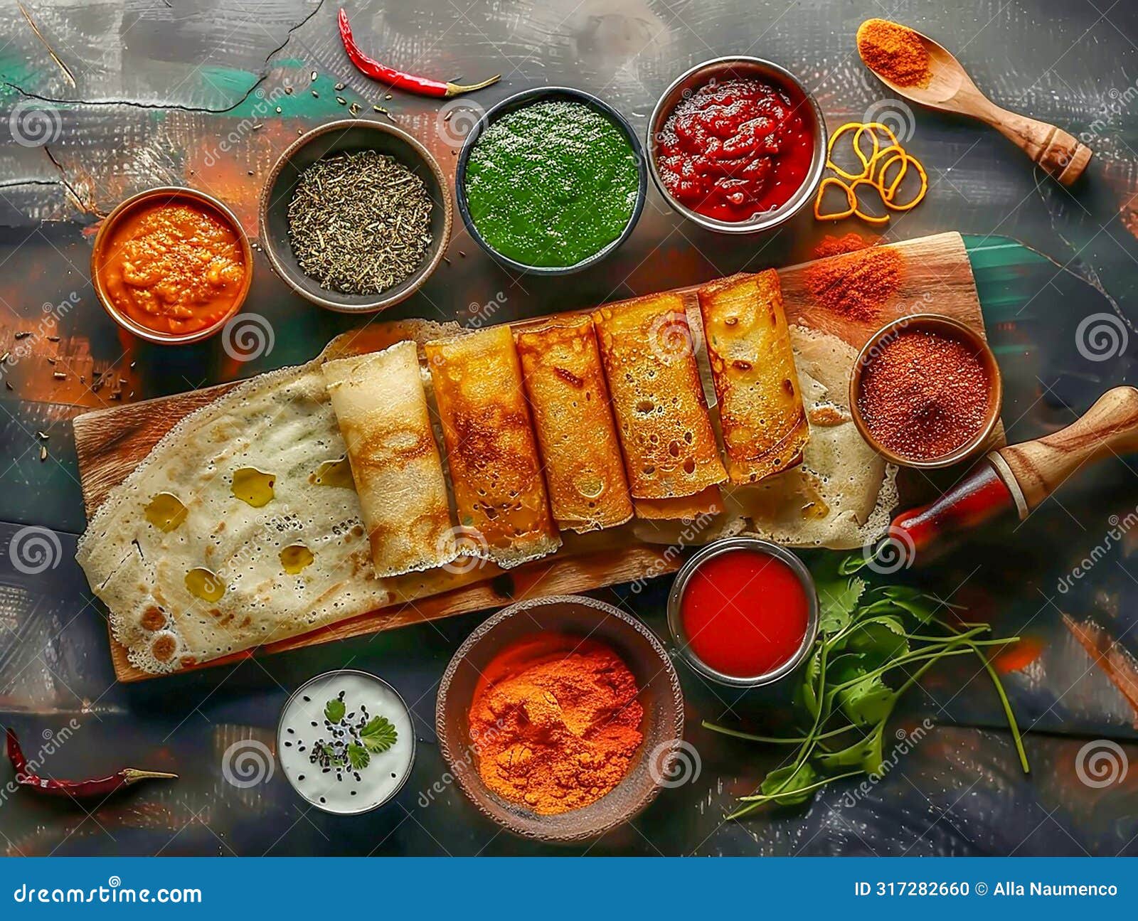 Masala Dosa With Garnish On A Plate Dark Background Stock Photography ...