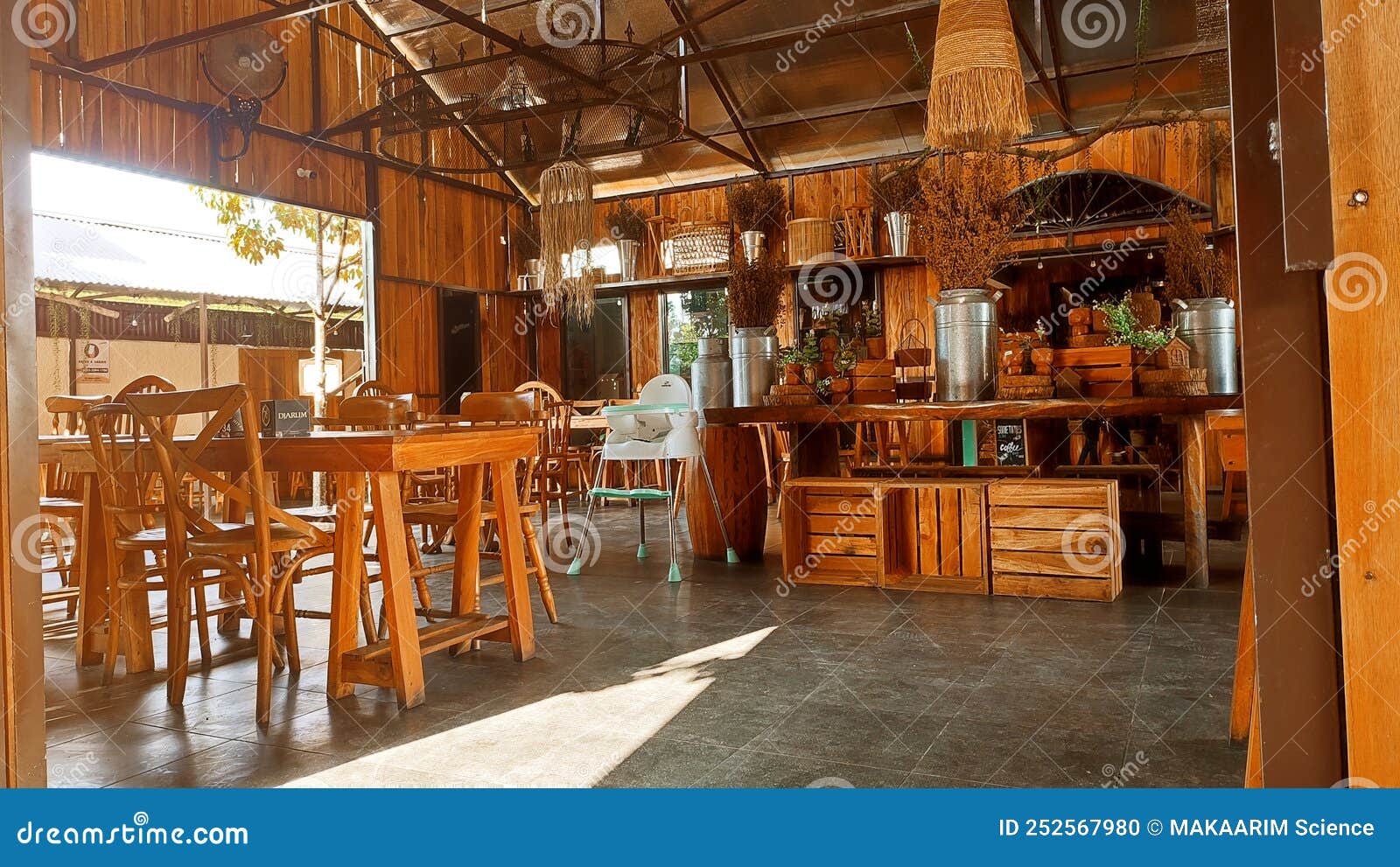 Typical Indonesian Cafe with Wooden Nuances Stock Photo - Image of wood ...