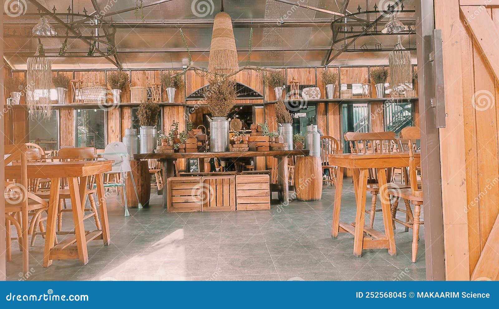 Typical Indonesian Cafe with Wooden Nuances Stock Image - Image of ...