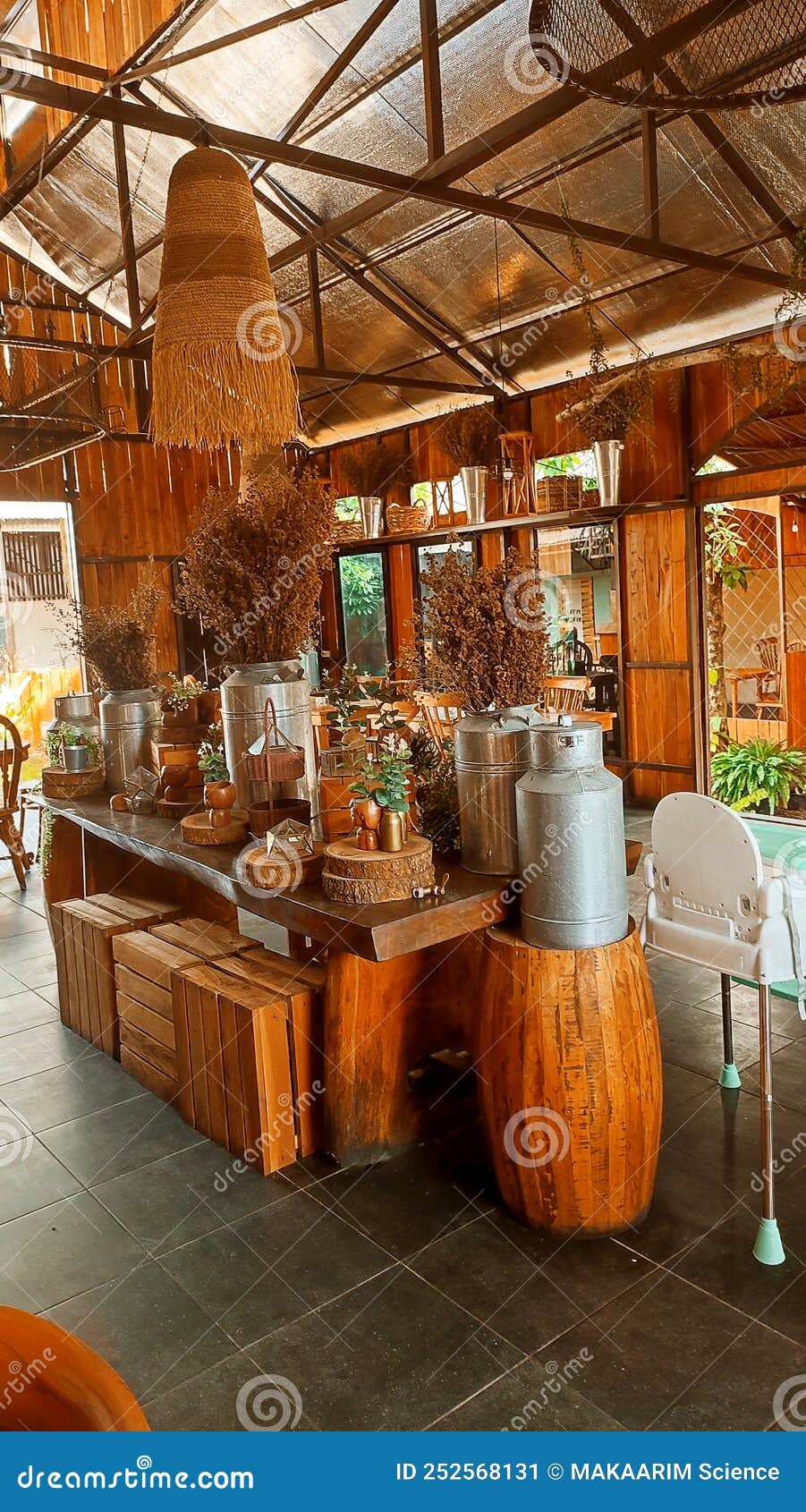Typical Indonesian Cafe with Wooden Nuances Stock Image - Image of ...
