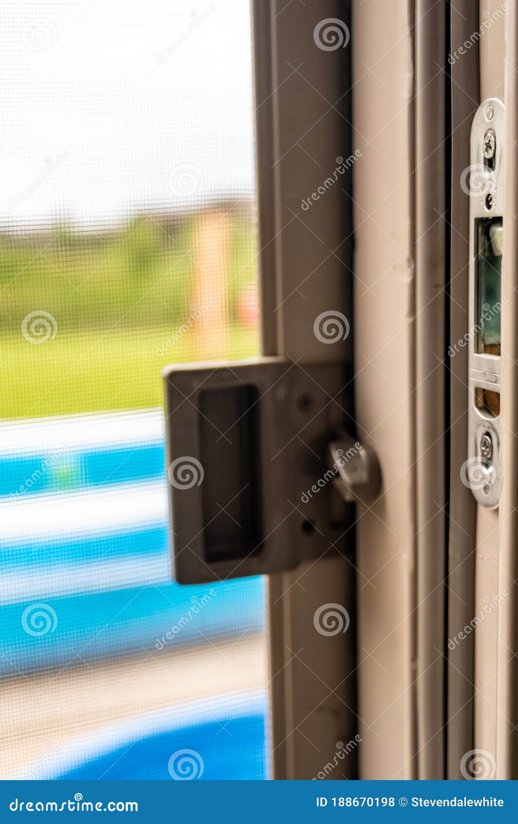 Interior Sliding Screen Door Hardware and Flip Latch Stock Photo ...