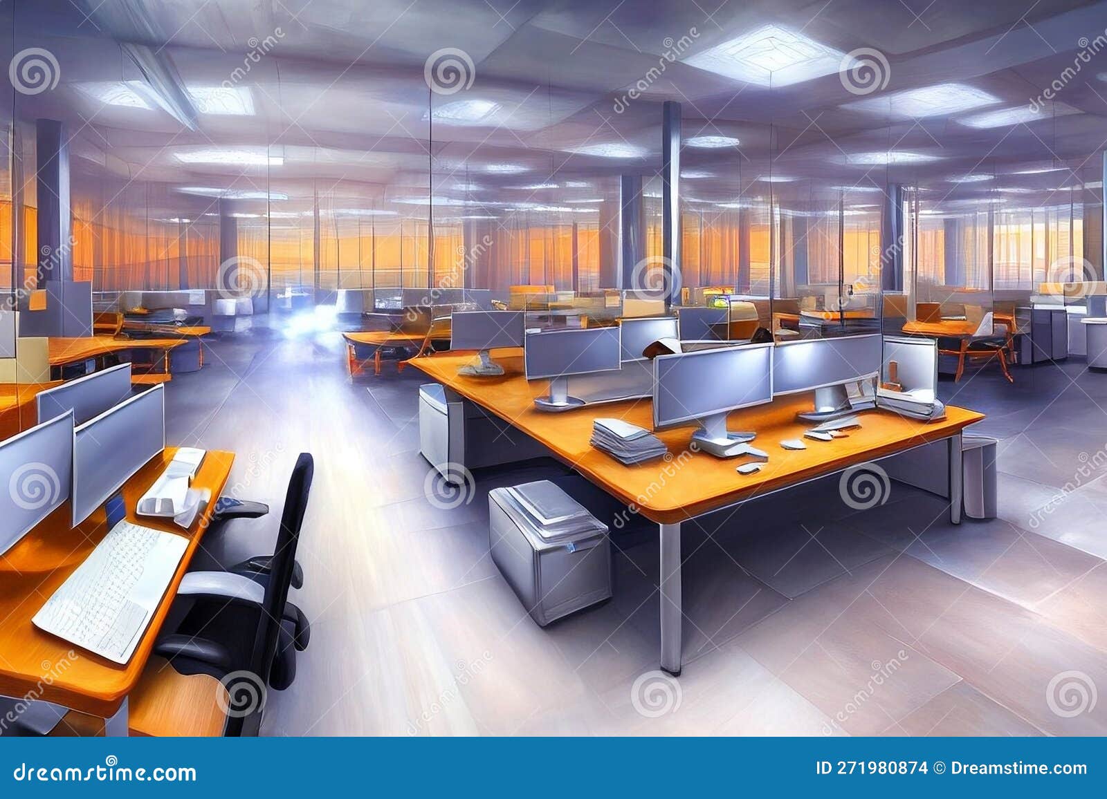 Modern Style Office Space Ready for Work Generative AI Stock ...