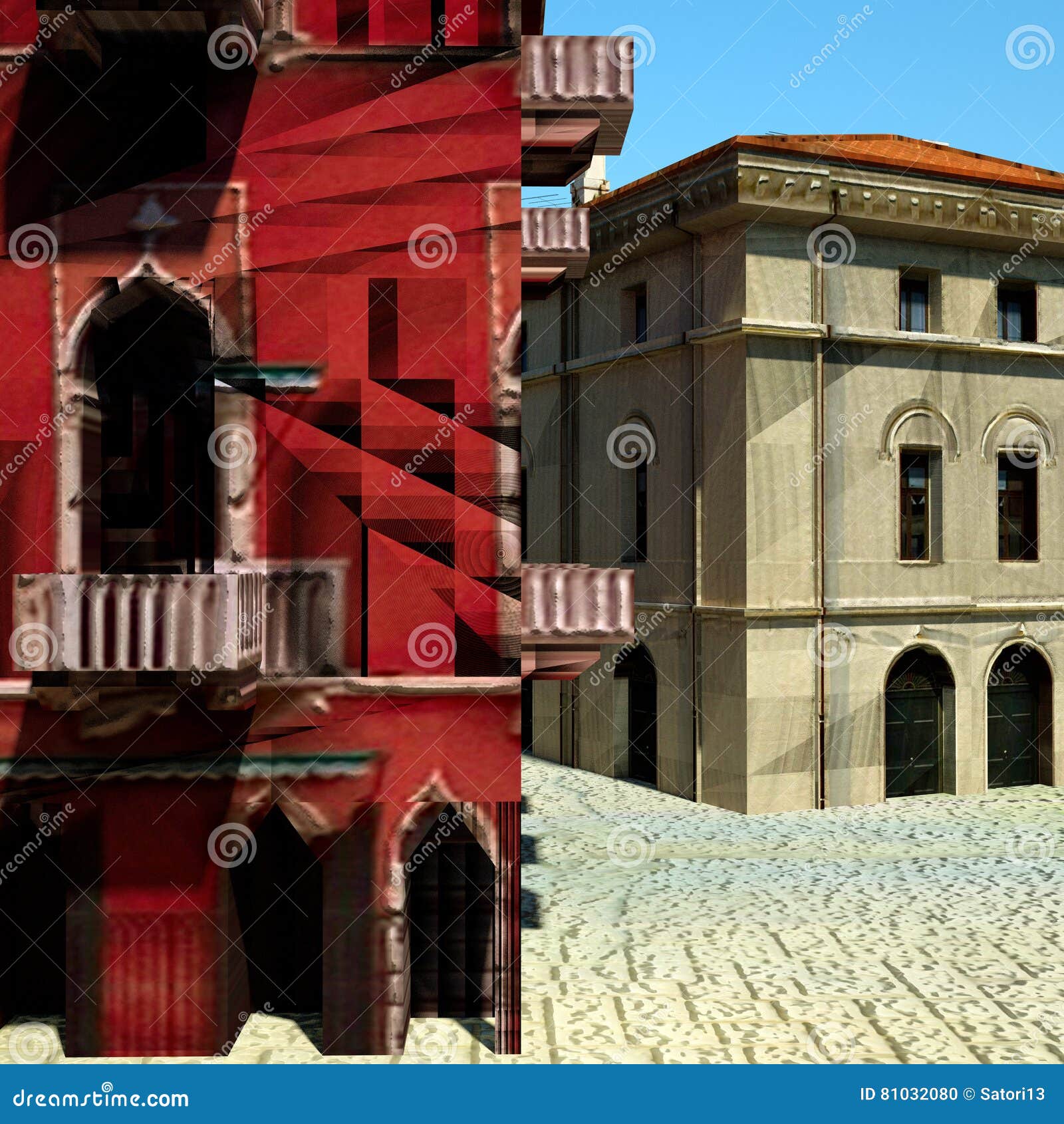 Typical Italian City, 3d Illustration Stock Illustration - Illustration ...