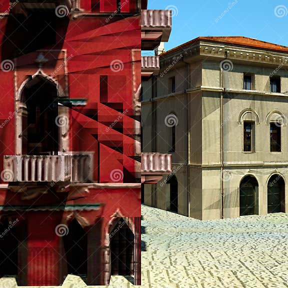 Typical Italian City, 3d Illustration Stock Illustration - Illustration ...