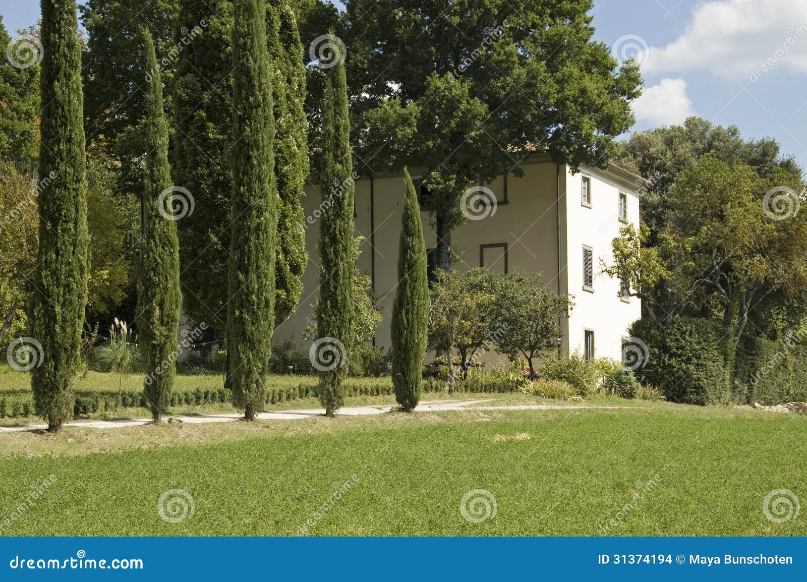 Typical Italian House with Cypresses Stock Photo - Image of outdoor ...